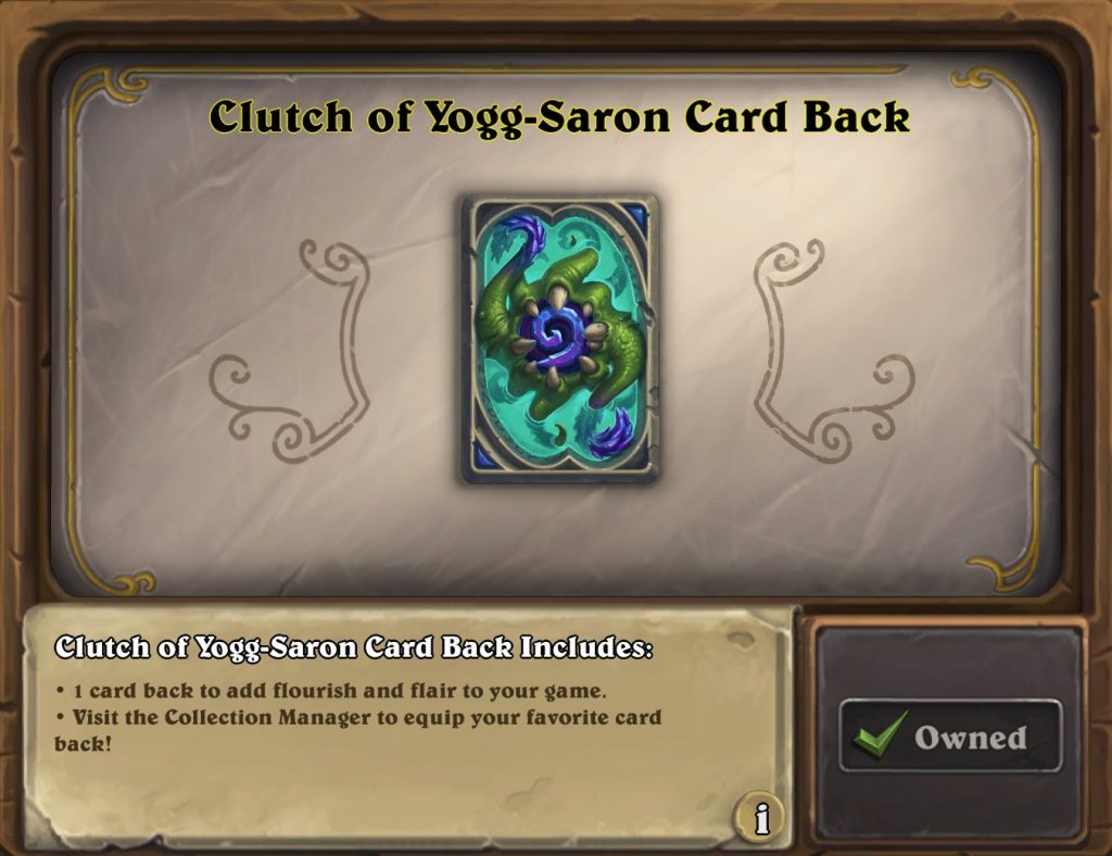 Clutch of Yogg-Saron Card Back (Season 25, April 2016) Available in ...